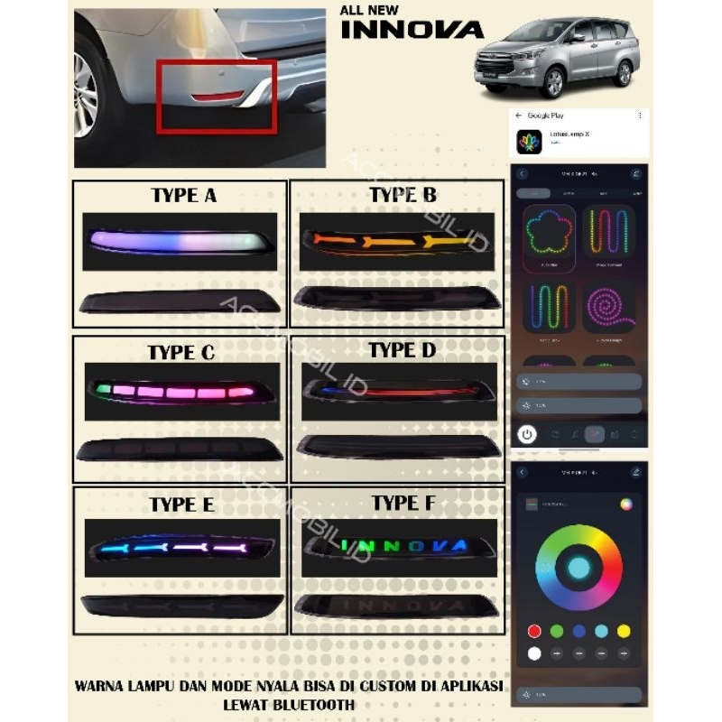 Kijang innova reborn / innova venturer rear led reflector light rgb ...
