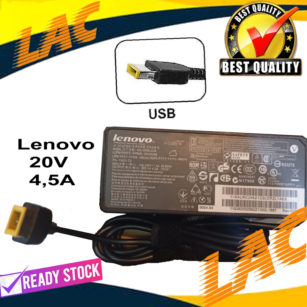 Thinkpad Laptop Charger 90Watt 20V-4.5A (YELLOW USB) | Shopee Malaysia