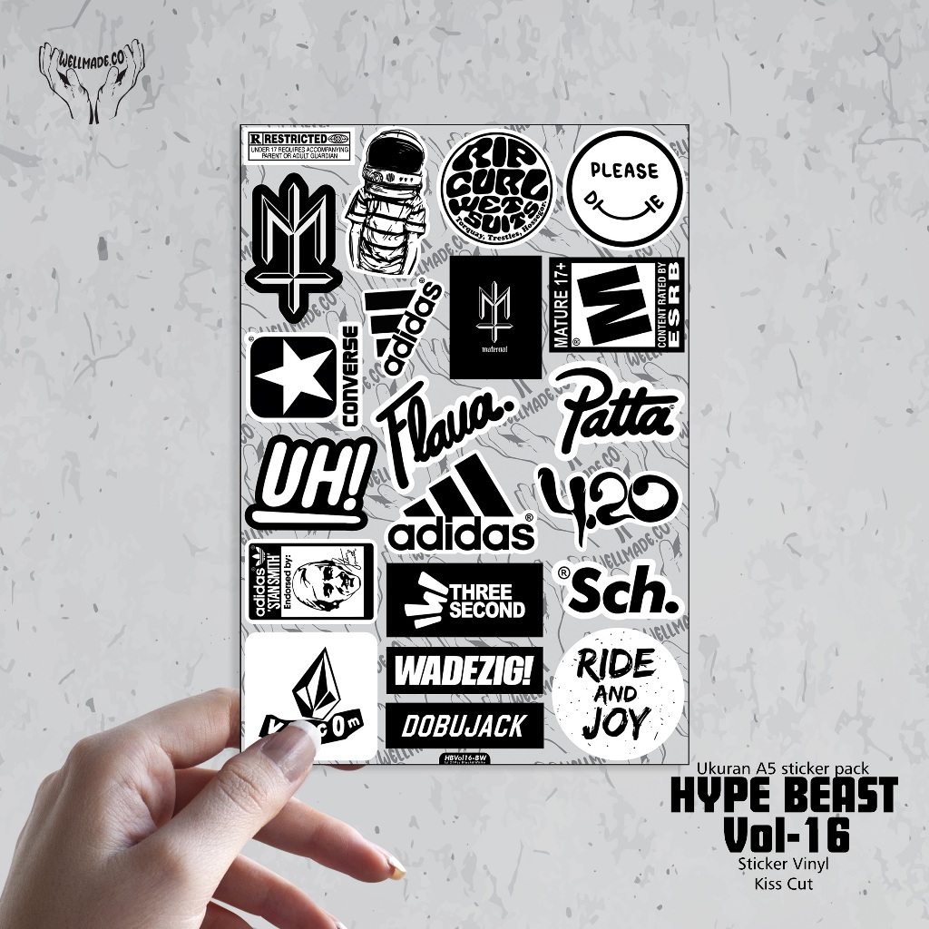 Sticker Pack HYPE BEAST Tumblr Laptop Helmet VOL16 BLACK AND WHITE ...
