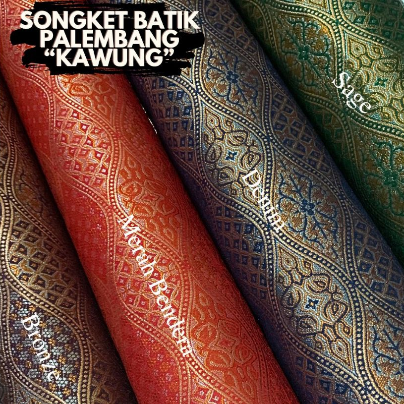 Palembang Songket Fabric with Original Kawung Batik Motif 100% Premium ...