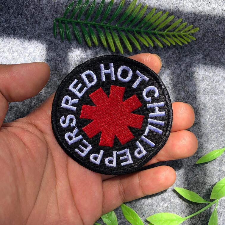 HITAM Red Hot Chili Peppers Band Patch RHCP Black Logo Embroidered ...