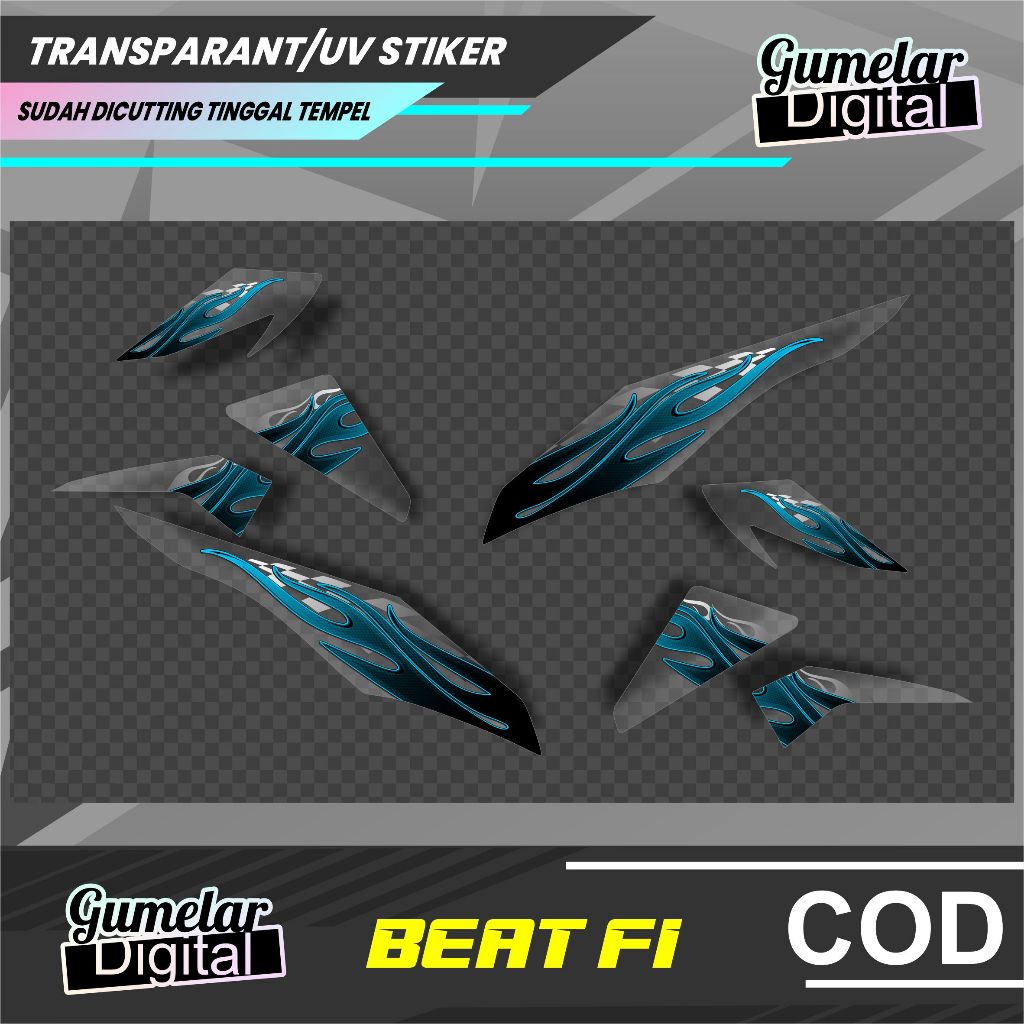 Simple UV CLEAR TRANSPARENT STRIPING HONDA BEAT FI API LIVERY SS BLUE ...