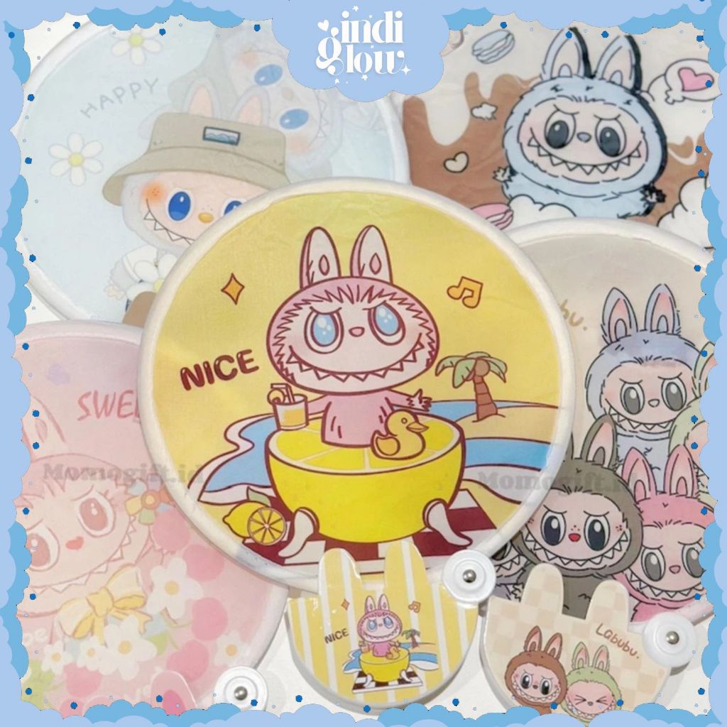 Ig Folding Round Fan Portable Mini Cloth Fan Labubu Pattern Viral ...