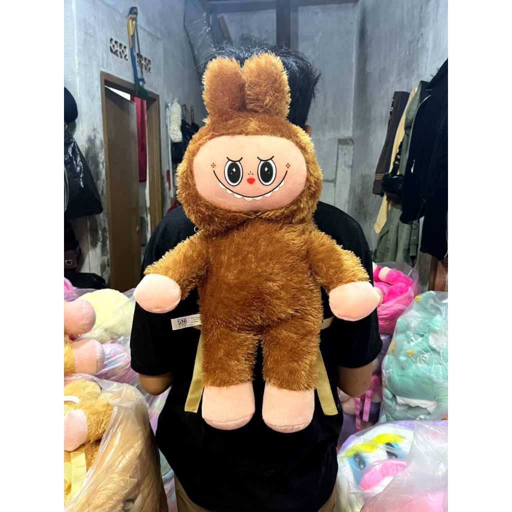 Teddy bear backpack/labubu made of cute fur, women's backpack with doll ...