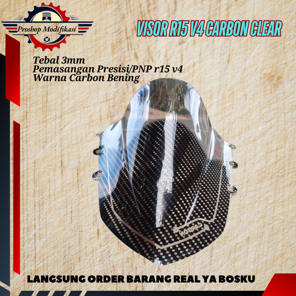 Windshield Full Jenong R15 V4 R15M Visor Clear smoke carbon | Shopee ...
