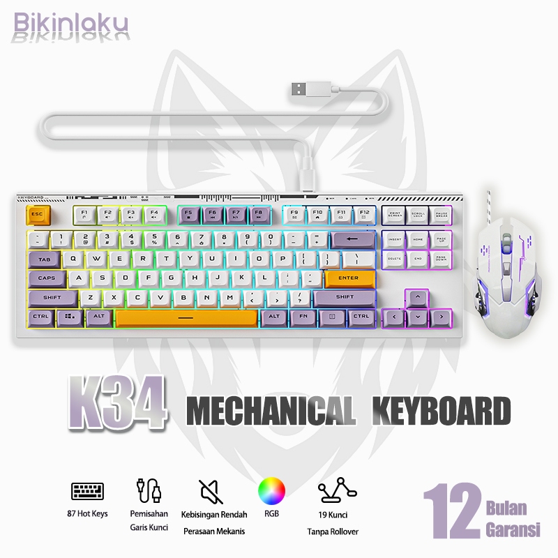 Create the FN Shortcut Membrane Mechanical Feel RGB 87 Keys Gaming ...