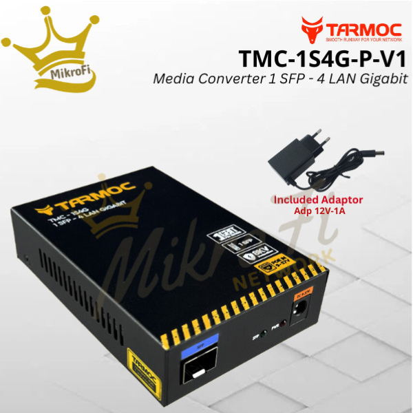 Tarmoc TMC-1S4G-P-V1 | Media Converter 1 SFP - 4 LAN G POE-in (9-57V ...