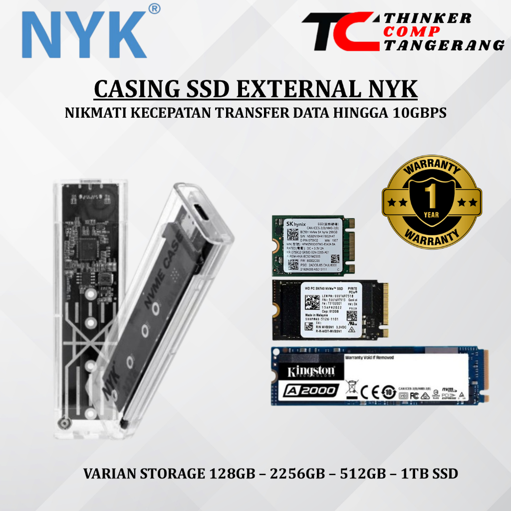 Ssd EXTERNAL NYK STORAGE 128GB 256GB 512GB 1TB SSD NVME M.2 SPEED UPTO ...