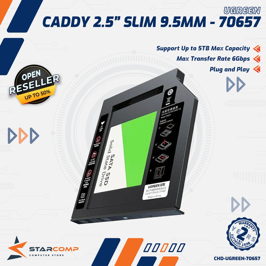 Ugreen 70657 SSD HDD Caddy Slim 9.5mm SATA DVD Slot Hard Disk 2.5 ...