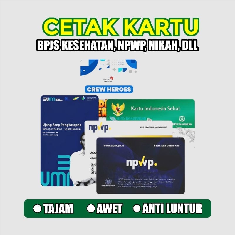Print BPJS, KIS, NPWP ID Cards, Member Cards, etc. Anti-Fade | Shopee ...
