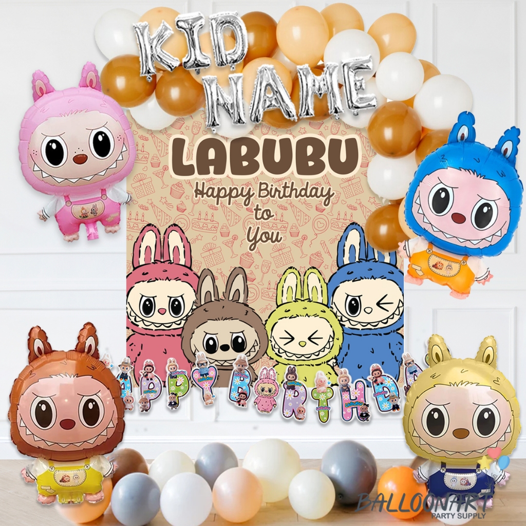 Labubu BACKDROP DECORATION/BIRTHDAY DECORATION/TUPBU FOIL BALLOONS/TBUM ...