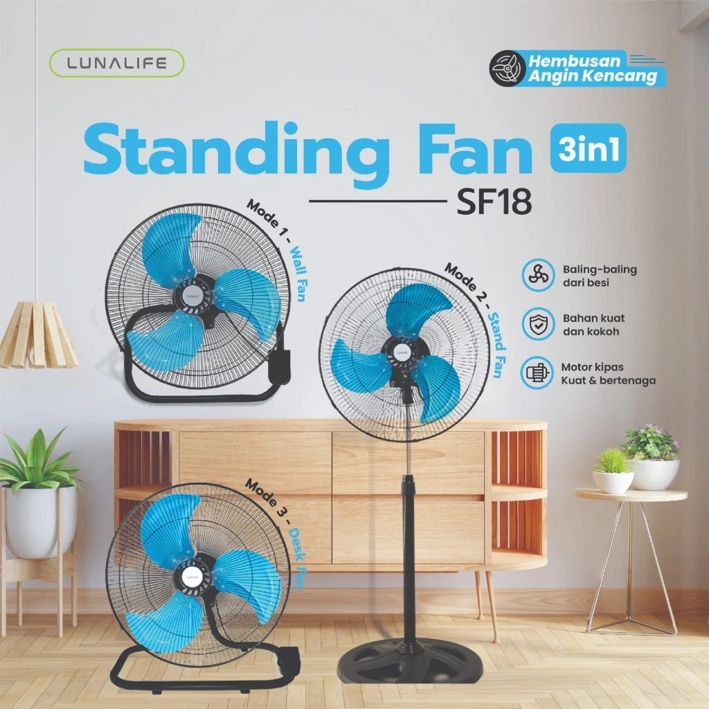 Luna LIFE FF12 3 Propellers 12 INCH Iron Frame 2in1//LUNALIFE Fan SF18 ...