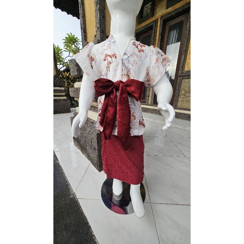 Korean Chiffon Kebaya Suit and Kamen Knit Stretch Traditional Balinese ...