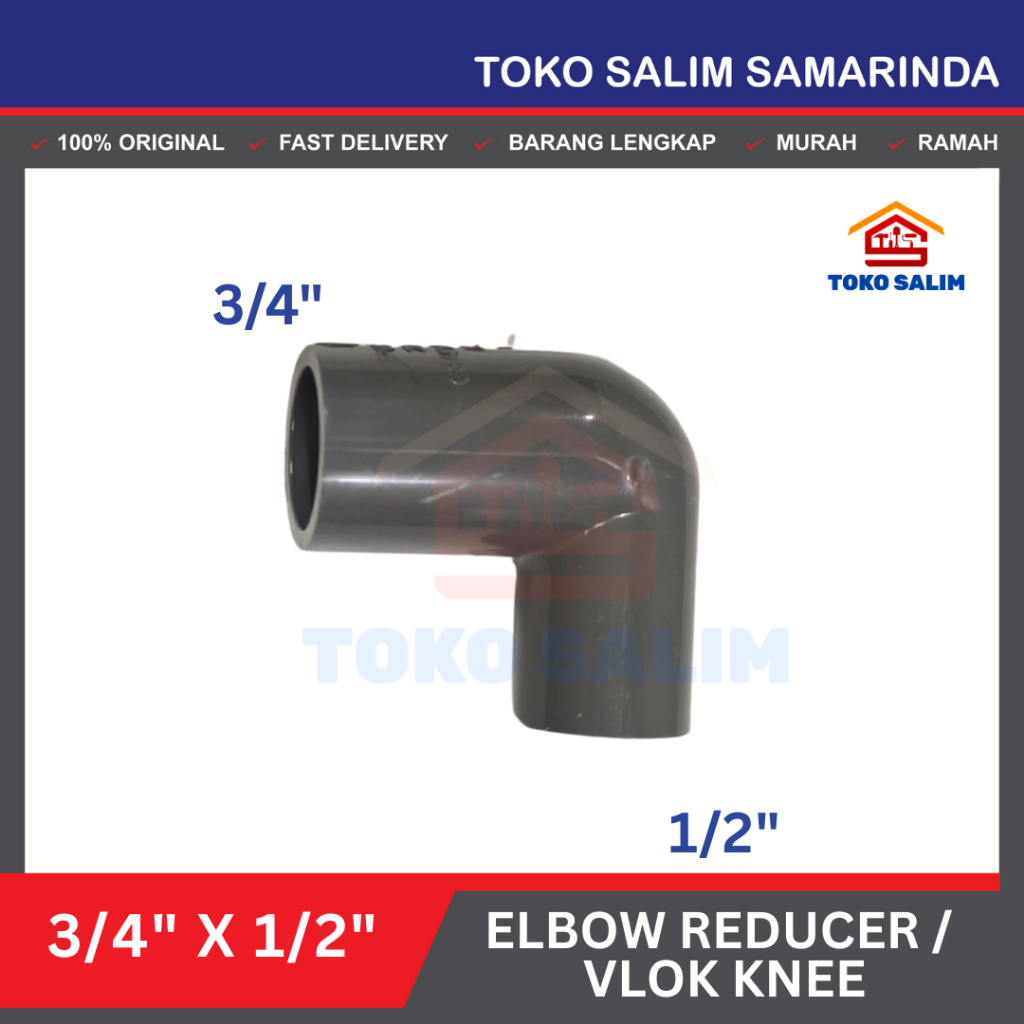 Elbow Reducer 3/4 x 1/2 / Vlok Knee 3/4x1/2 / L Connection Down 3/4" x ...