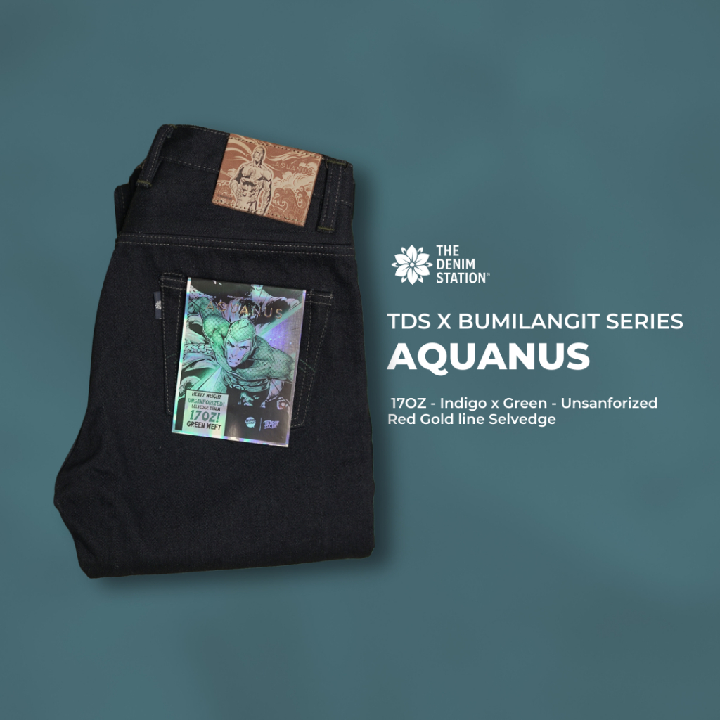 The Denim Station - AQUANUS 17oz Indigo X Green Unsanforized Selvedge ...