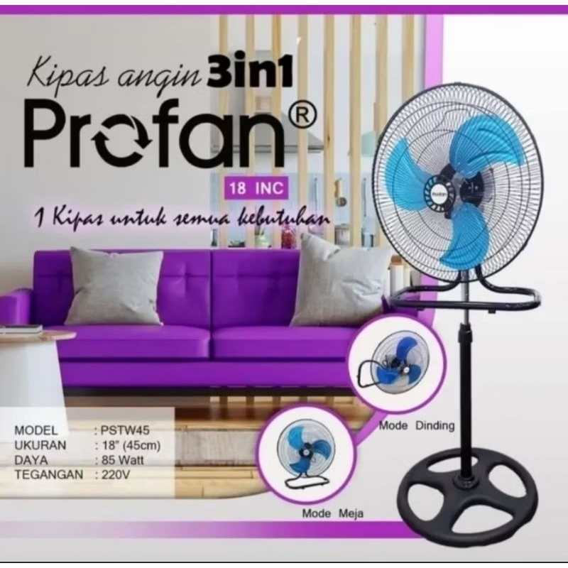 Jumbo Iron Fan 18" Profan 3in1 / Tornado Fan / Stand Fan / Standing Fan ...