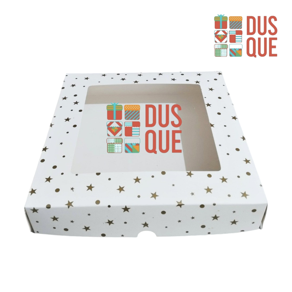 Ivory Cake Box Box Motif 20x20x5 cm Gold Star Polka Dot Motif Ivory Box ...