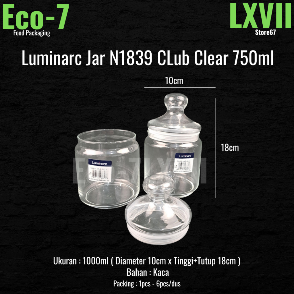 Luminarc Club Clear Glass Jar 750ml (12pcs) | Shopee Malaysia