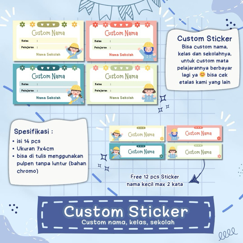 Custom School Label Stickers with Cute Children's Names | Shopee Malaysia