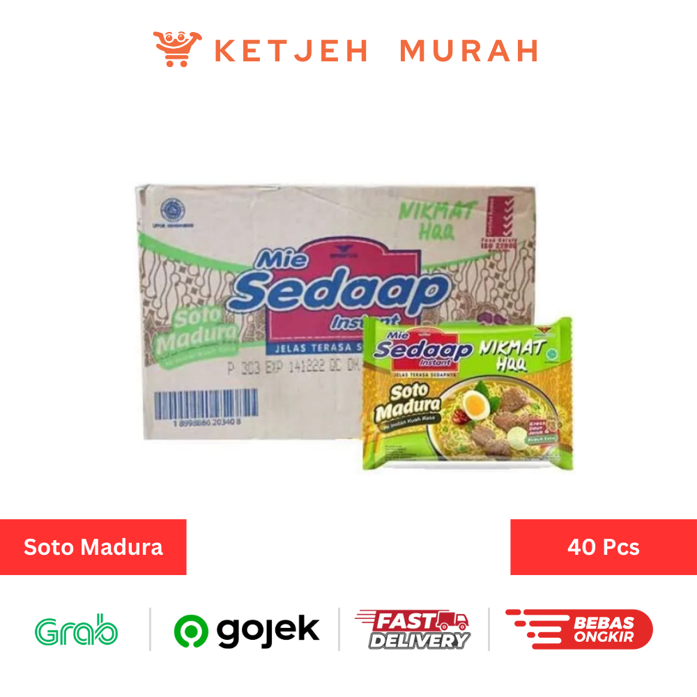 Sedaap Instant Noodles with Madura Soto Flavor, 1 Box contains 40 Pcs ...