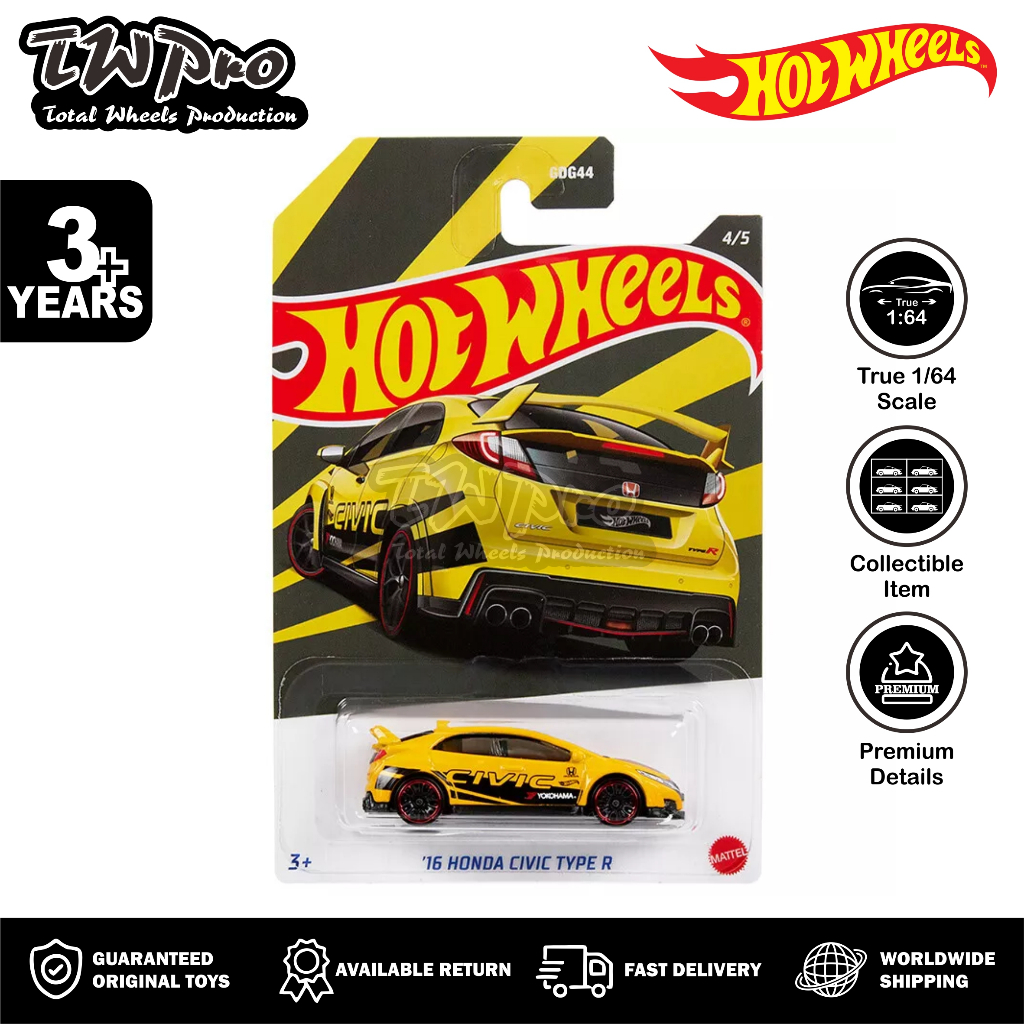 2022 Hot Wheels HONDA CIVIC Anniversary 16 HONDA CIVIC TYPE R - Yellow ...
