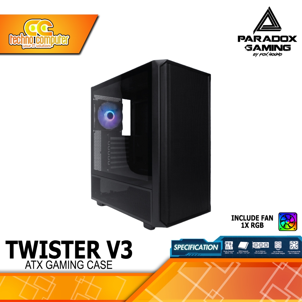 PARADOX GAMING TWISTER V3 Black CASING - Mid Tower ATX Case Tempered ...