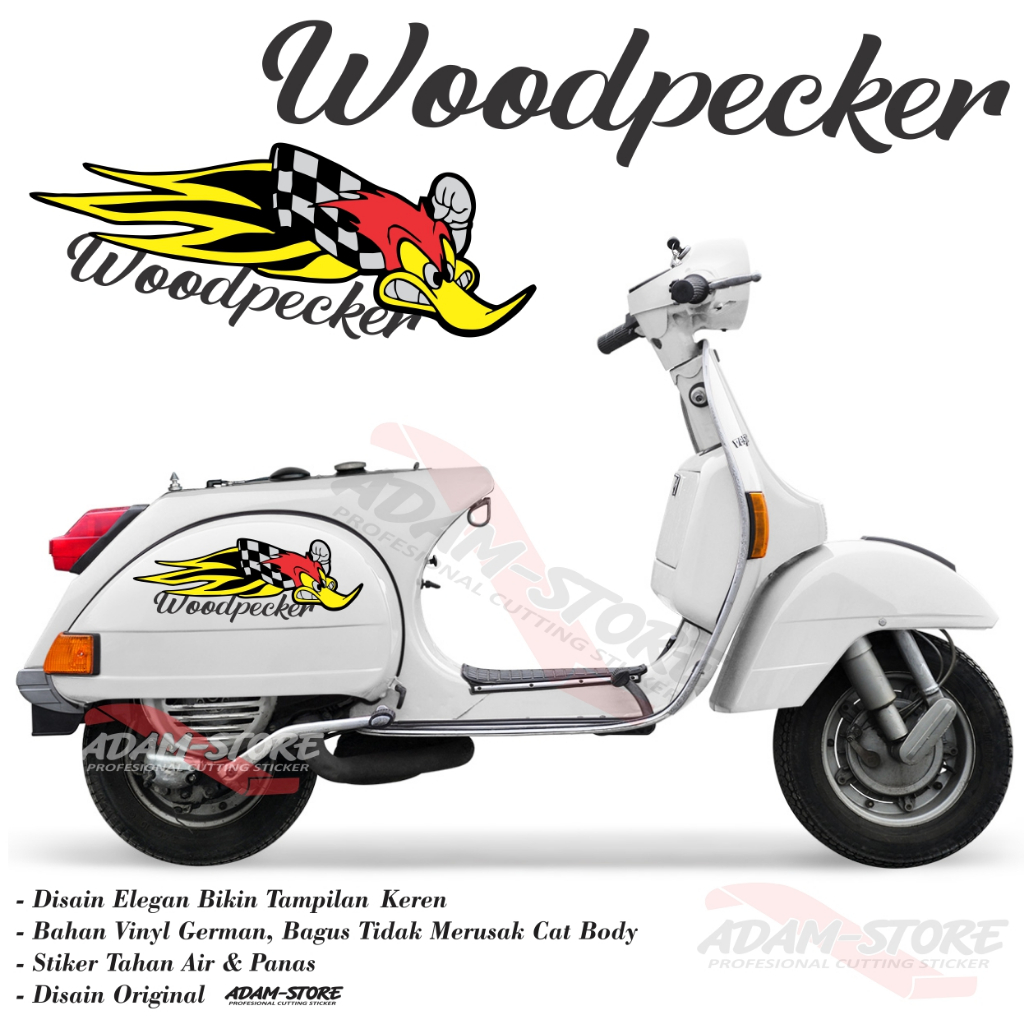 WD2 Woodpecker anime sticker / vespa px motorbike sticker / vespa ...