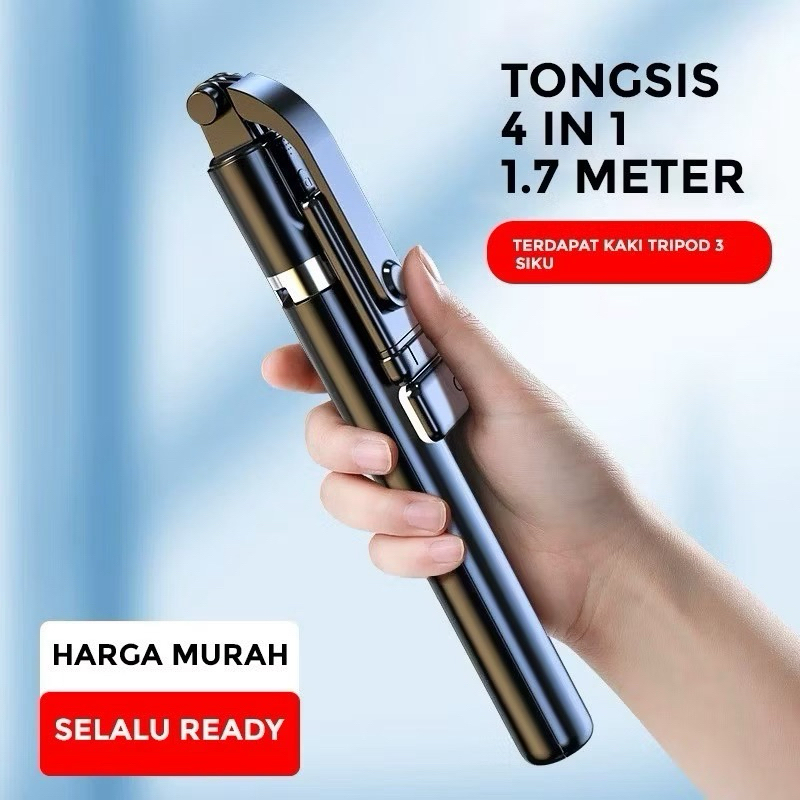 TONGSIS Tripod 1.70m R1S-L Bluetooth Selfie Stick 4in1 With LED Flash ...