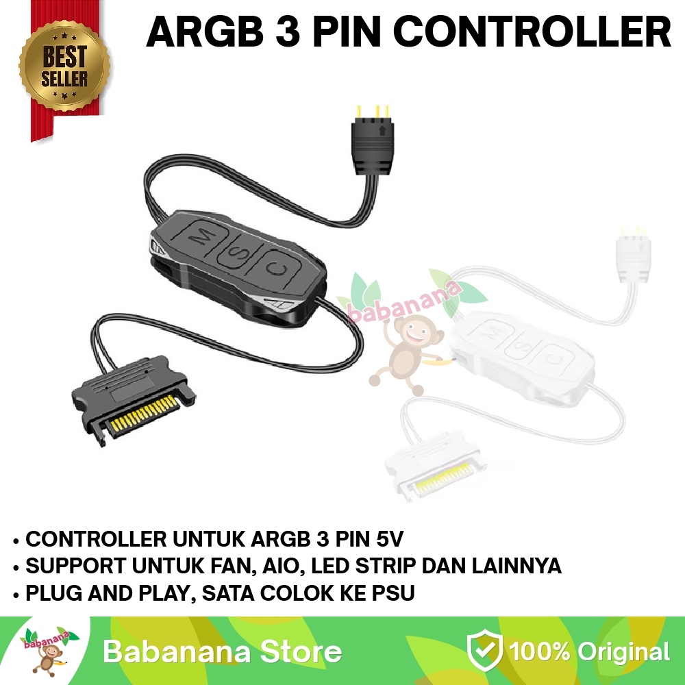 Coolmoon argb 3 pin 5v controller sata power fan sync splitter hub ...
