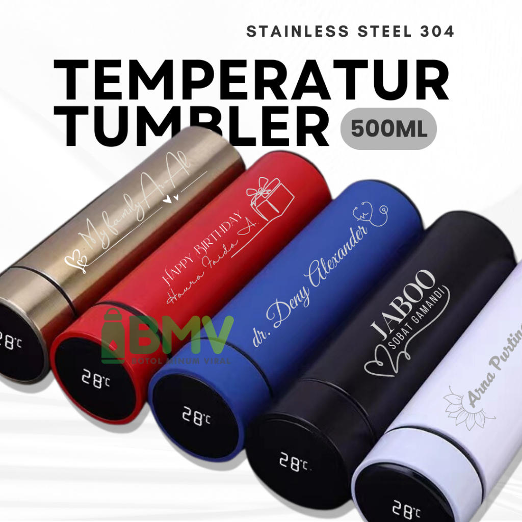 TERMOS Custom Tumbler Engraved Name Logo Stainless Steel LED Thermos ...