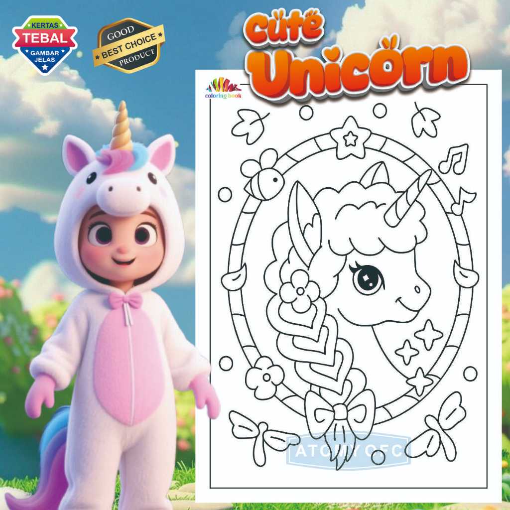 COLORING PAPER / COLORING / DRAWING PAPER / CUTE UNICORN / COLORING ...