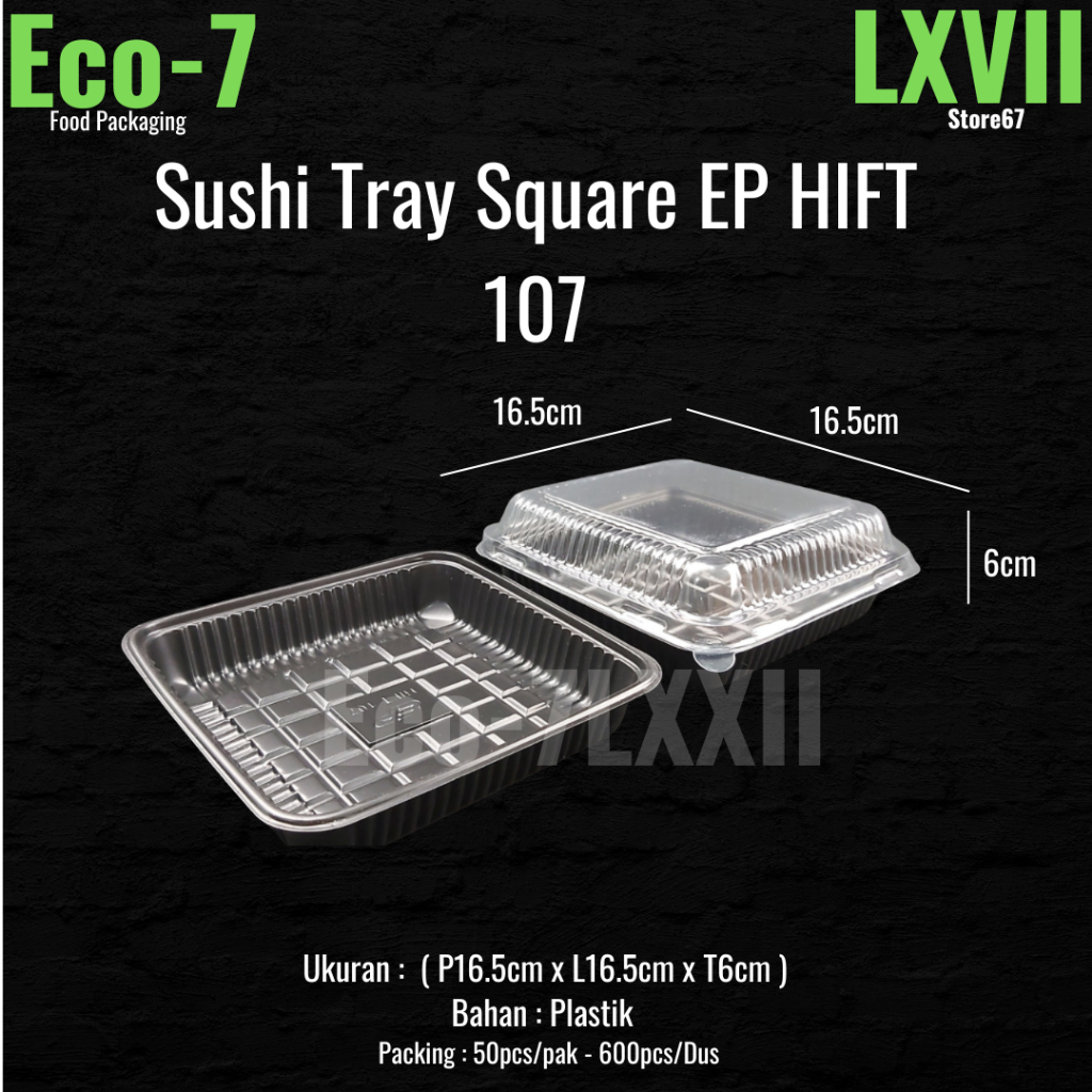 Mika Sushi Tray EP HIMT 107 Lunch Box Square Bento Tray Box (50pcs ...