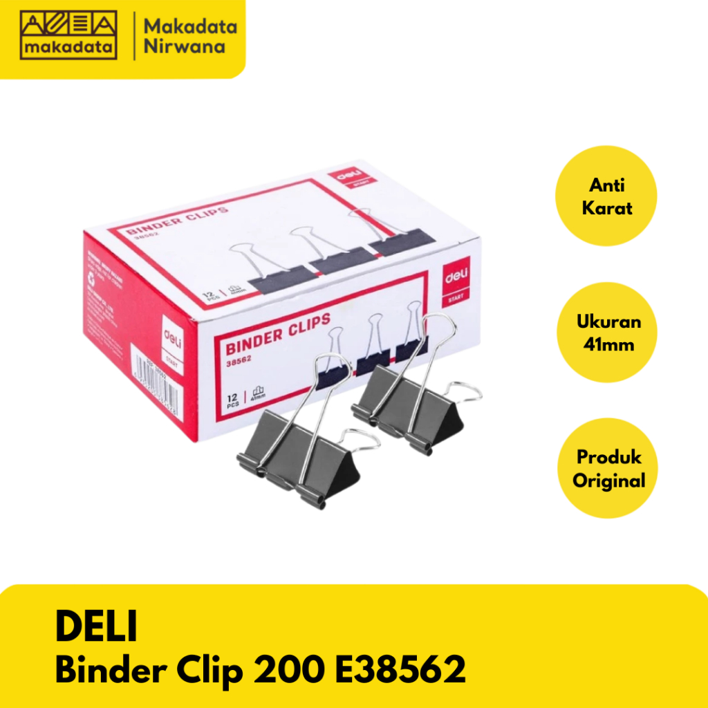 DELI BINDER CLIP/PAPER CLIP E38562 NO 200 (1 PACK) | Shopee Malaysia