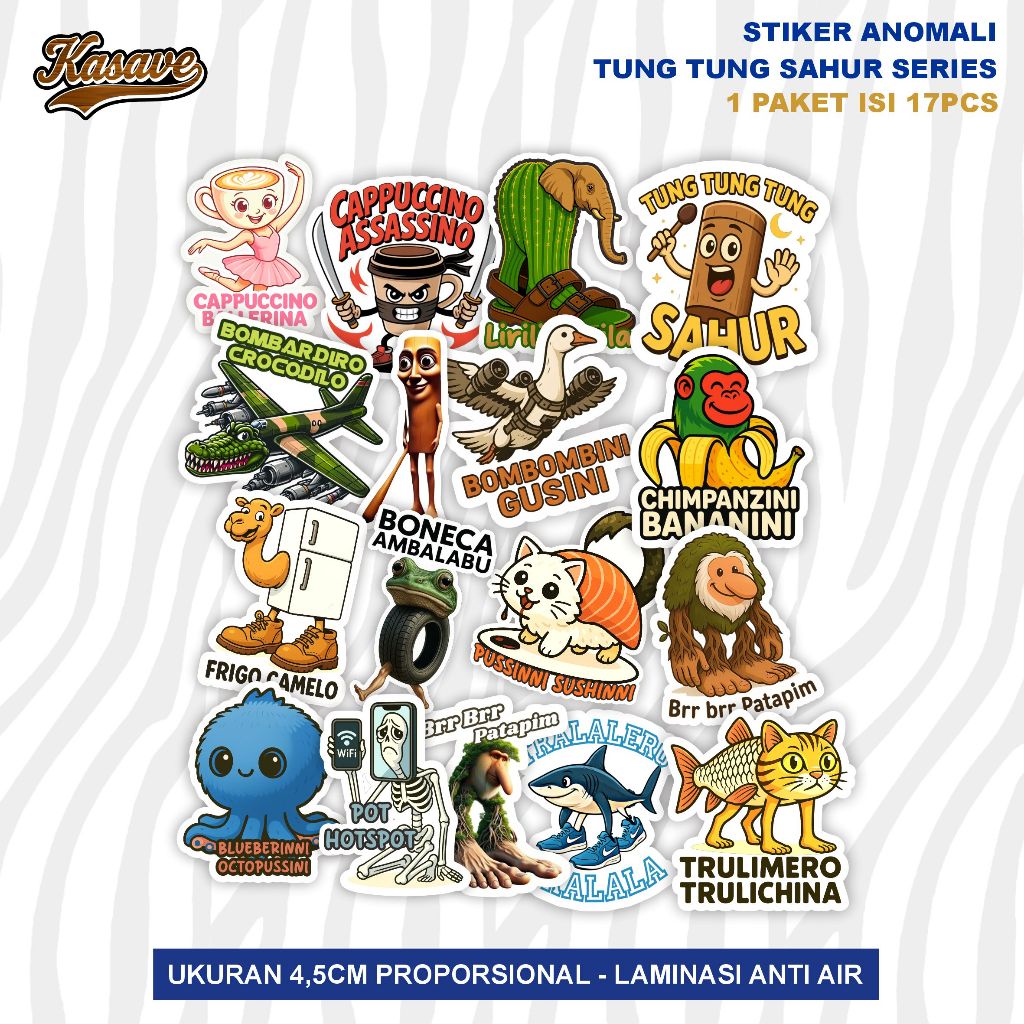 ANOMALI STICKERS / TUNG TUNG SAHUR MIX / 1 PACKAGE CONTAINS 17PCS ...