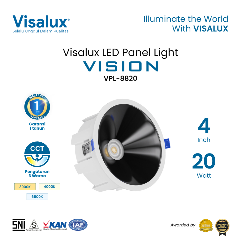 Visalux Vision LED Panel Light Inbow 20W 4 Inch - 3000K / 4000K / 6500K ...
