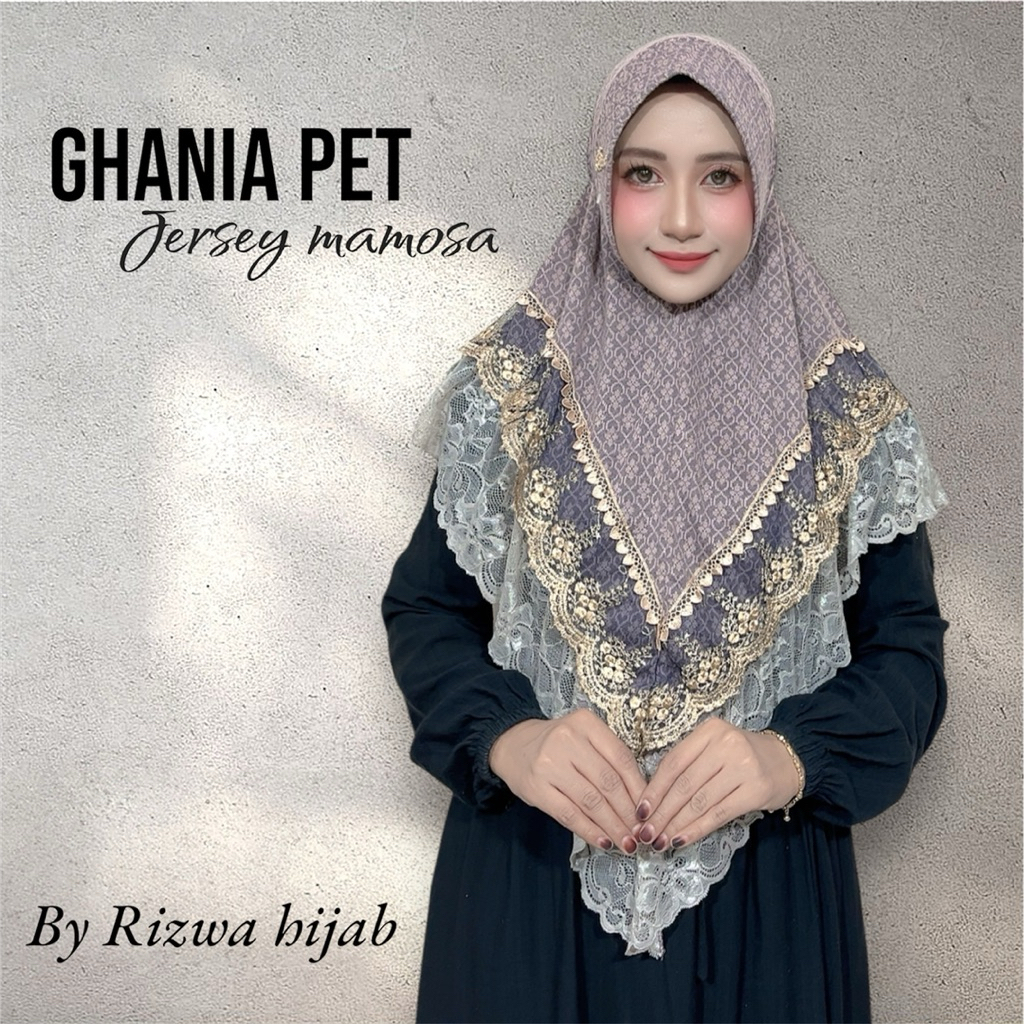 Ghania instant hijab bergo petsabit lace layered beautiful luxurious by ...