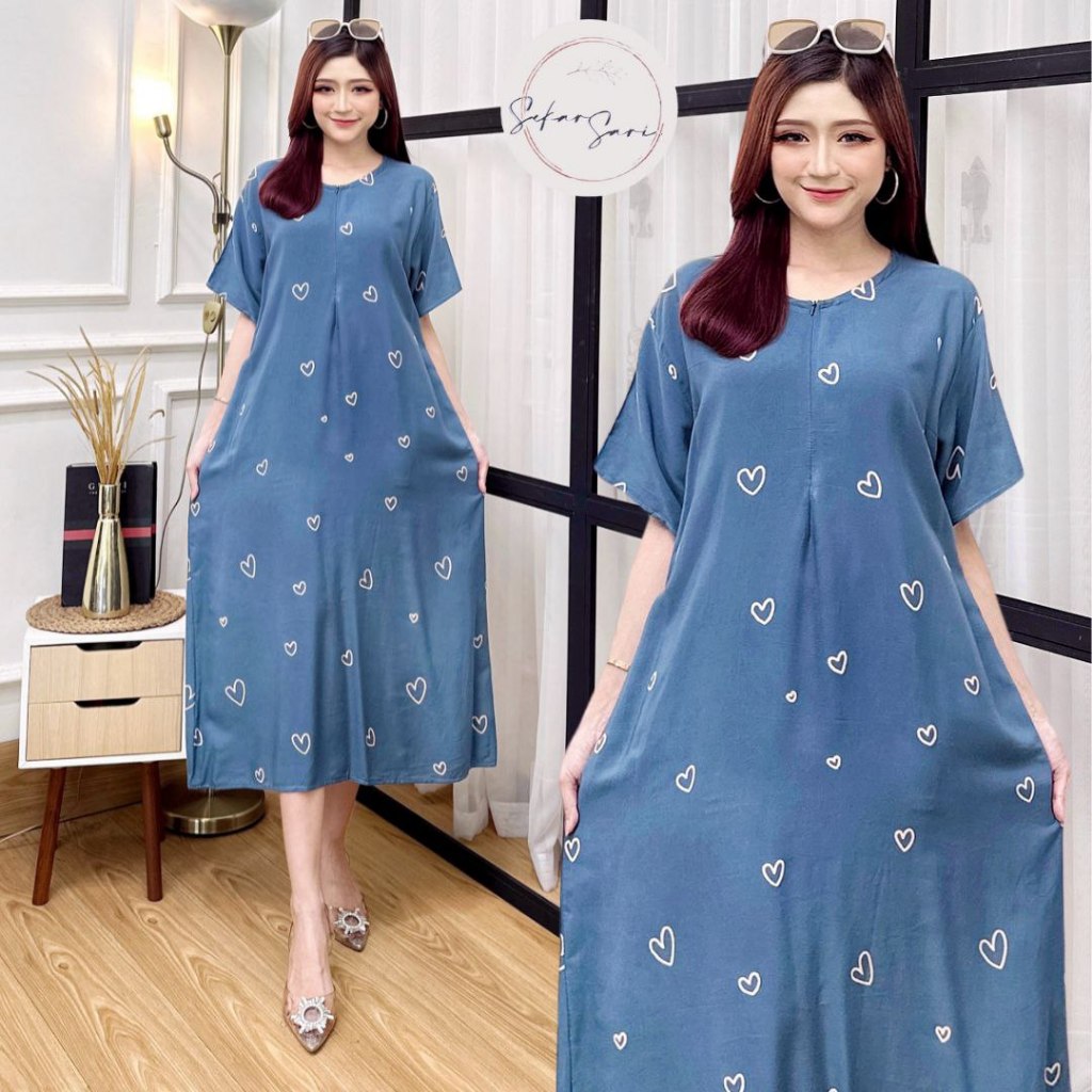 Women's Rayon Grade A Busui Daster Front Zipper Modern Daster Nightgown ...
