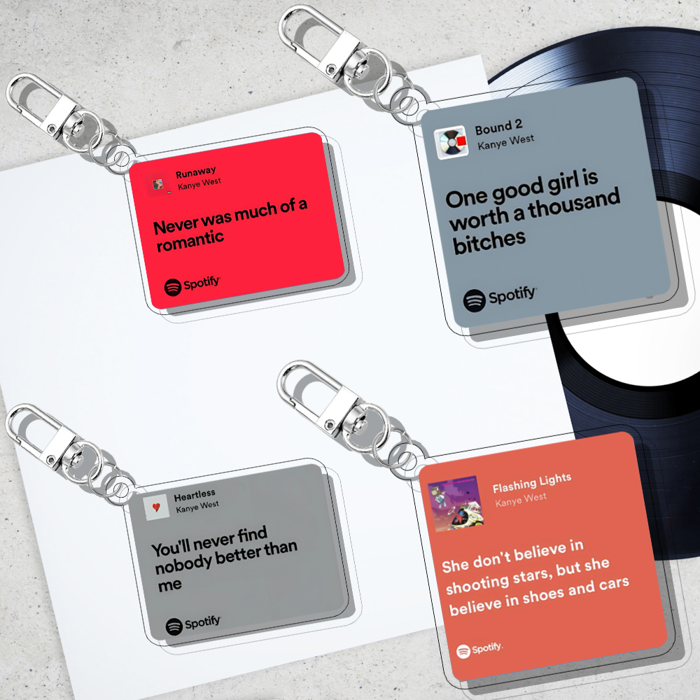 GANTUNGAN Kanye West Keychain Spotify Lyrics | Spotify Kanye West UV ...