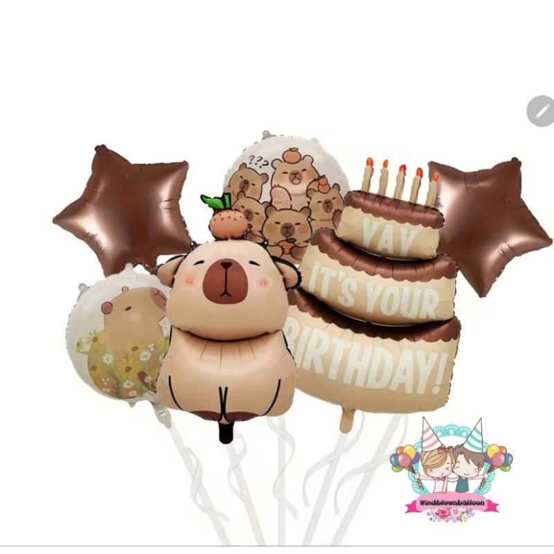 Windblown BALLOON SET CAPYBARA DECOR BIRTHDAY HBD BOY GIRL / RETRO ...
