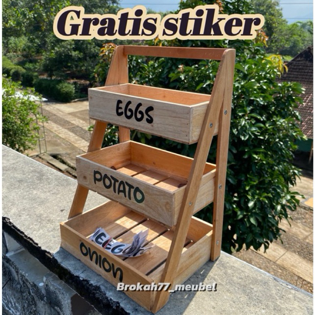 Kitchen ONION RACK/KITCHEN SPICE RACK/3 TIER 2 LEGS PYRAMID SHELF ...