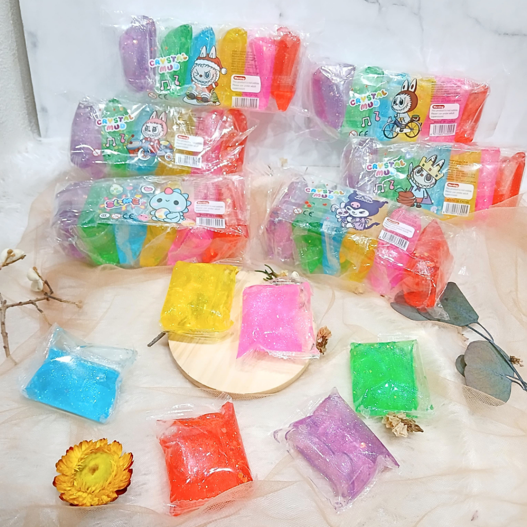 Crystal Mud Slime Toy Color 1 Pack 6 Pcs Imported / Slime Labubu Sanrio ...