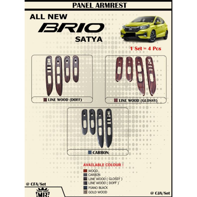 KAYU All New Brio Satya Car Interior Panel Sticker Cover with wood ...