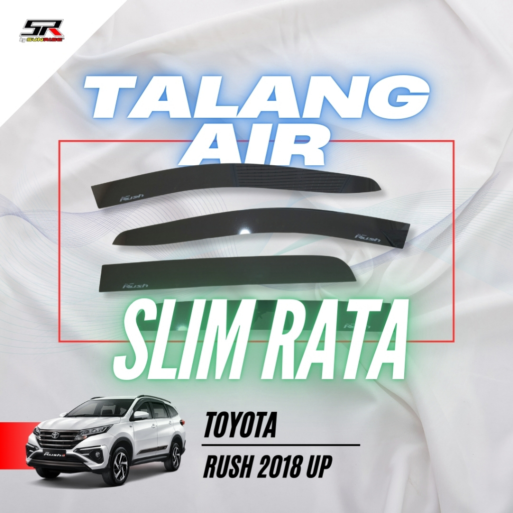 Car Water Gutters Flat Model SLIM Flat RUSH 2018-2022 Black SLIM WATER ...