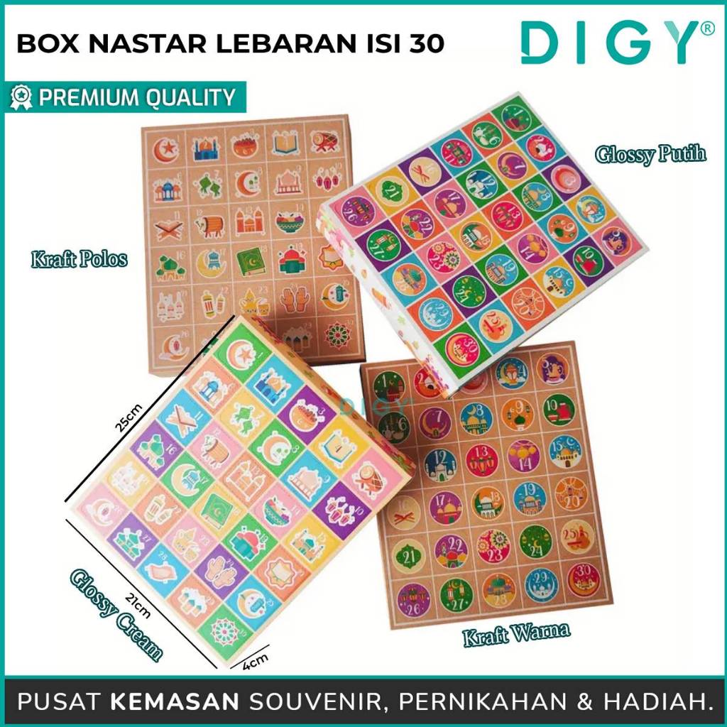 Nastar Box Contents of 30 / Gift Box / Eid Motif Box / Chocolate Box ...