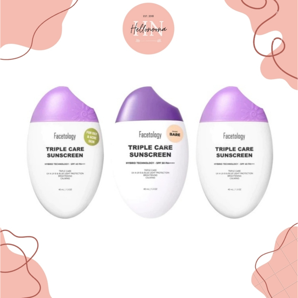 Facetology - Triple Care Sunscreen SPF 40 PA++ | Acne & Oily Skin SPF ...