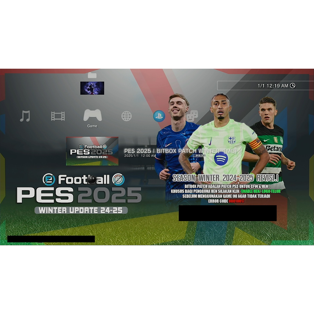 Dvd Game Cassette PS3 PKG CFW OFW HEN PES 2025 BITBOX PATCH WINTER ...
