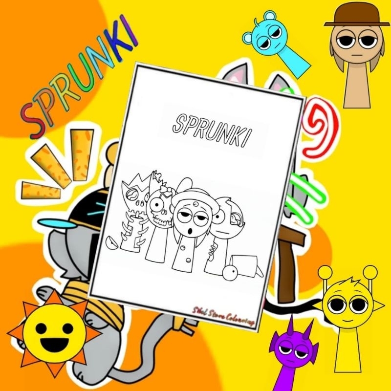 Sprunki V3 Theme Children's Drawing Coloring Paper (11 Picture Sheets ...