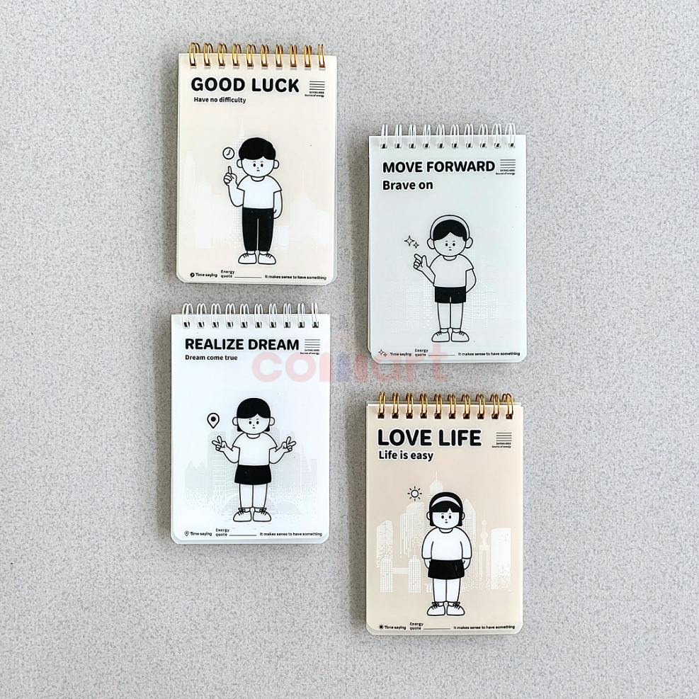 Mini Notebook Small Memo 60 sheets Minimalist A6 Vertical Spiral Ring ...