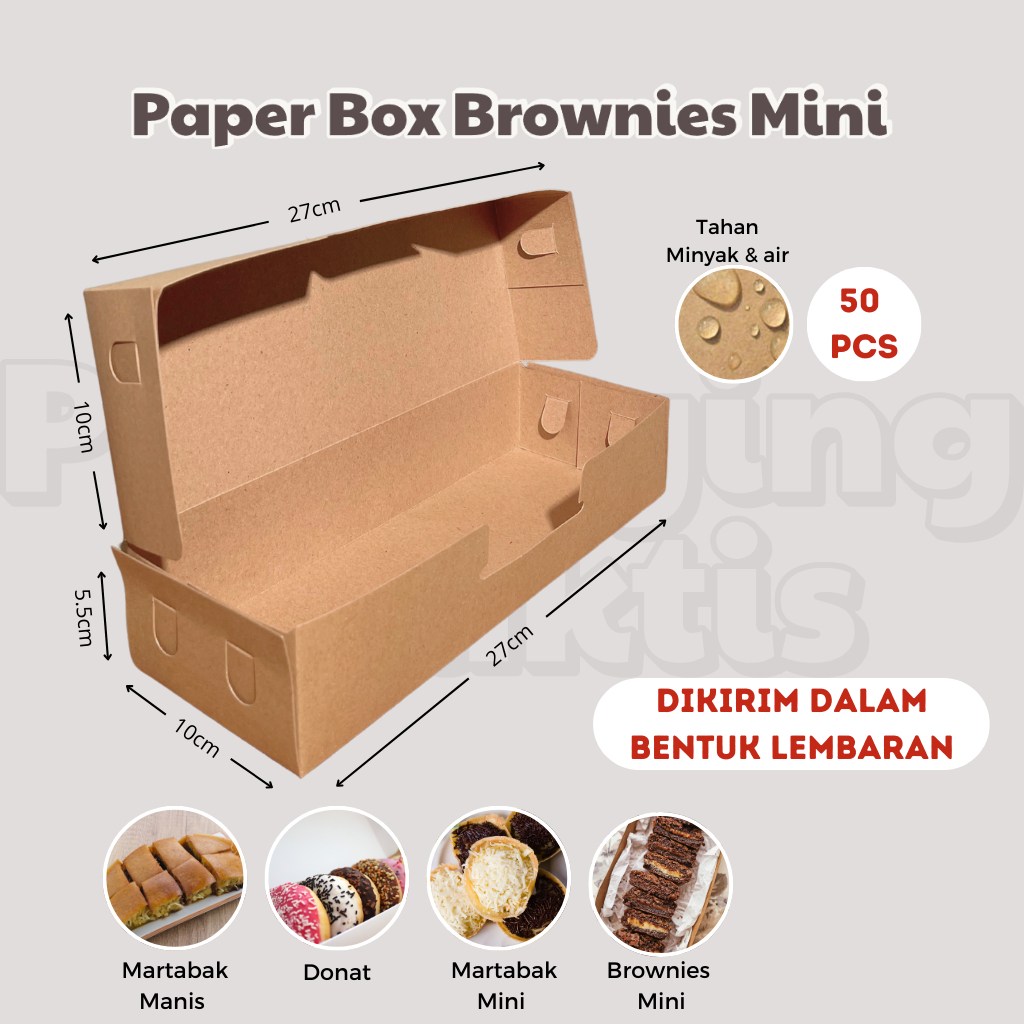 Brownies Box - Bolu Packaging Box - Inner Laminated Kraft Material - 50 ...