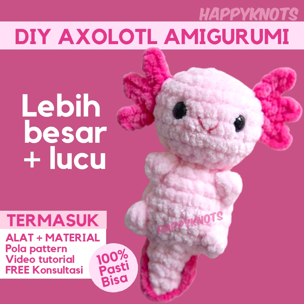 Happyknots - AXOLOTL DIY KIT AMIGURUMI PLUSH NEWEST BEGINNERS KNITTING ...